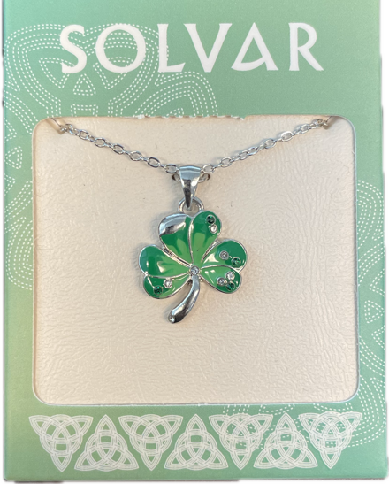 Solvar Crystal Shamrock Pendant Necklace – Empire State Building Gifts